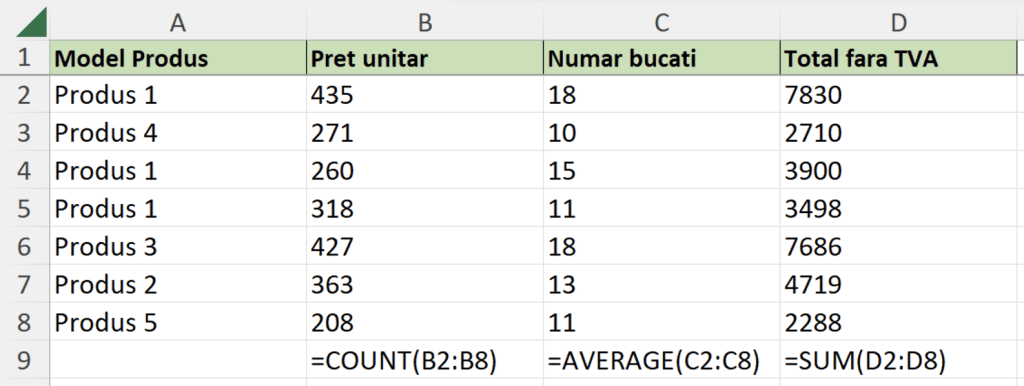 Functii si Formule in Excel - Introducere - onLearn